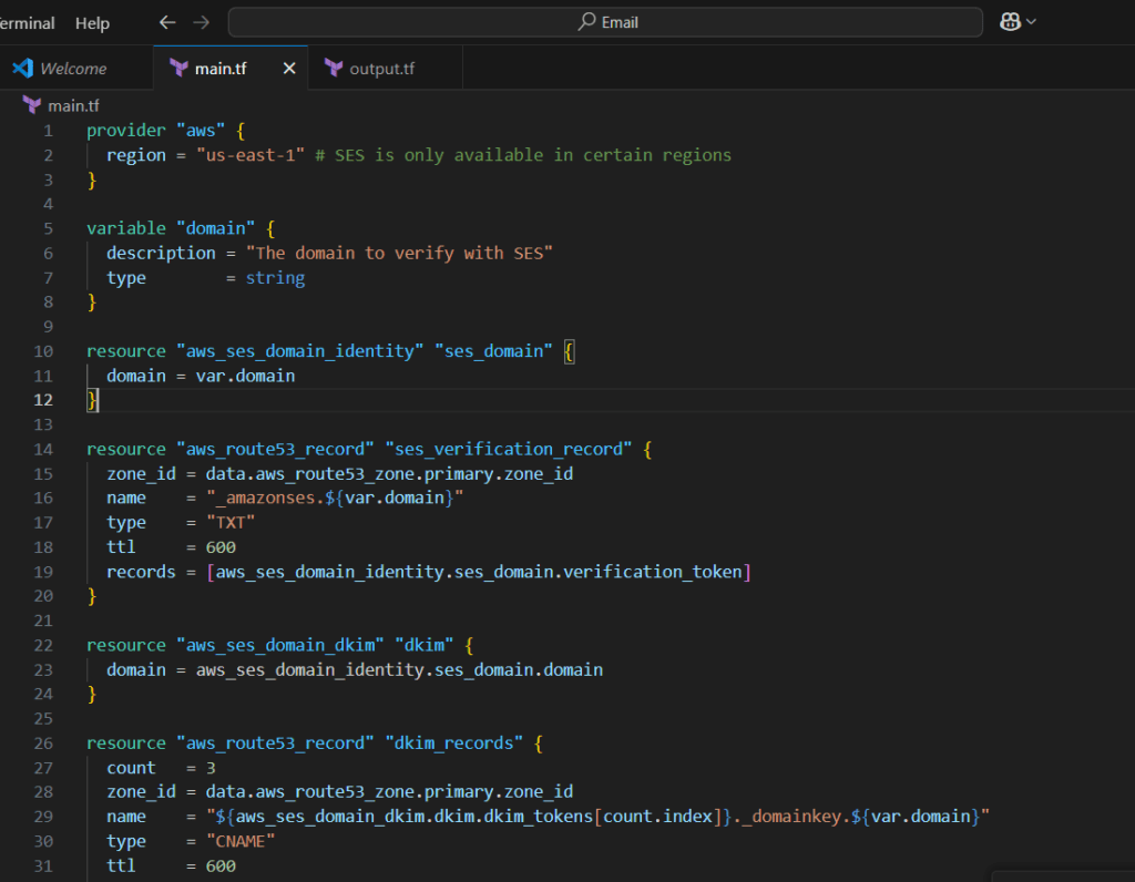 Automating AWS SES Setup Using Terraform. - Jeevi Academy